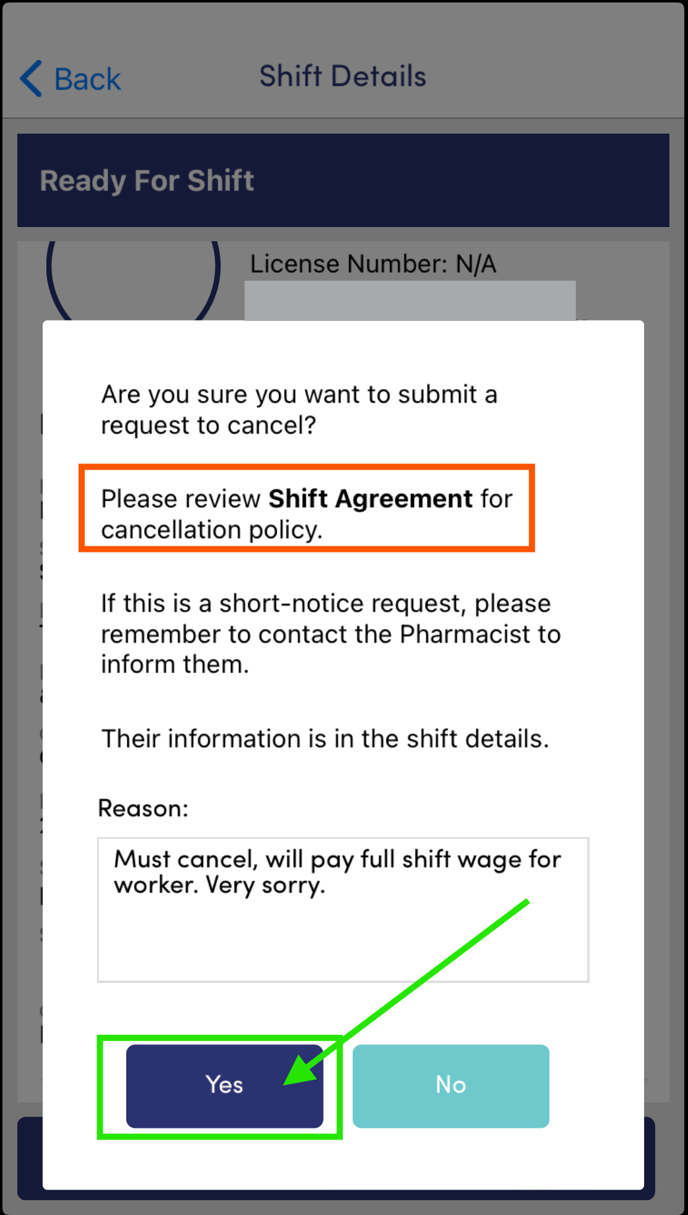 What happens if I must cancel shift?